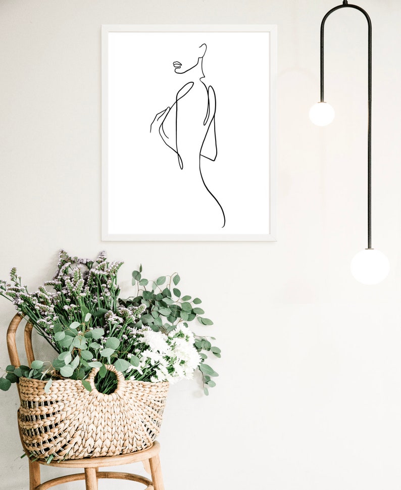 Man and Woman Line Art Set of 2, One Line Drawing, Body Outline Prints ...