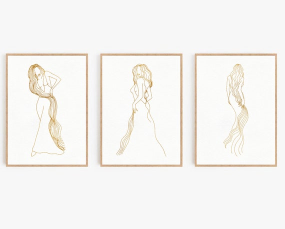 Set of 3 Female Form Art Prints Three Women Line Art - Etsy