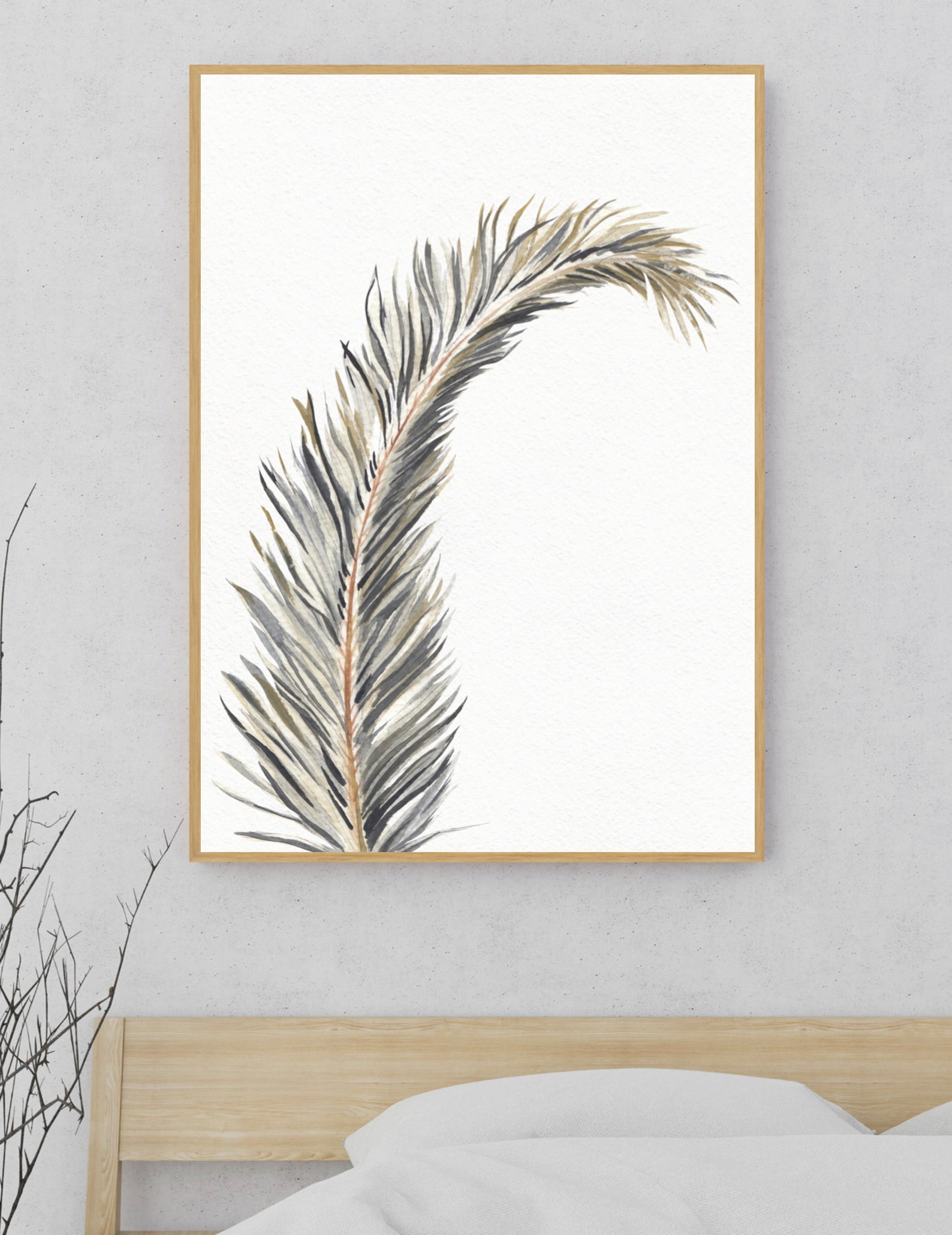 Watercolor leaf print Boho dried leaf print Boho home decor | Etsy