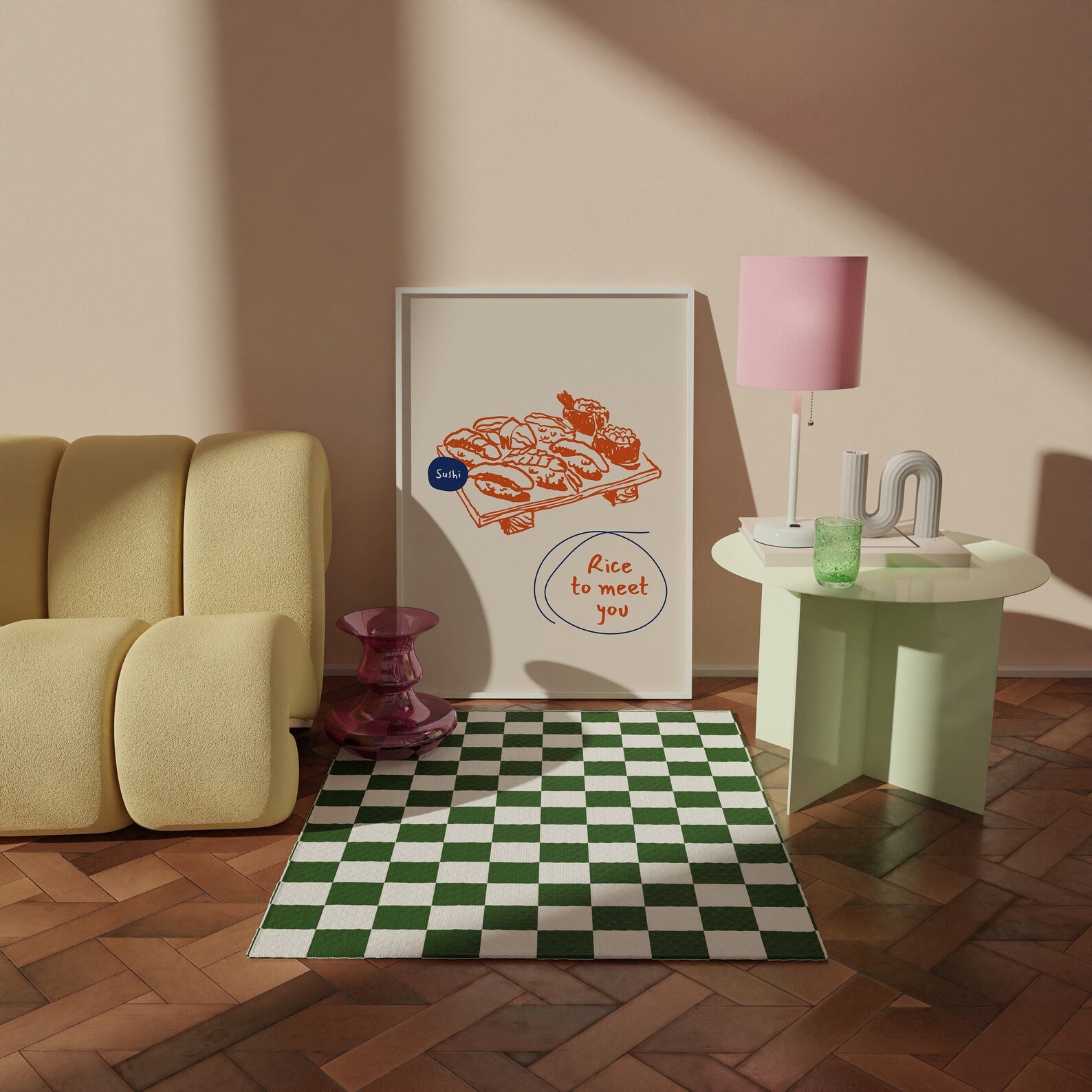 Set of 6 Asian Food Posters, Trendy Aesthetic Kitchen, Modern Apartment ...