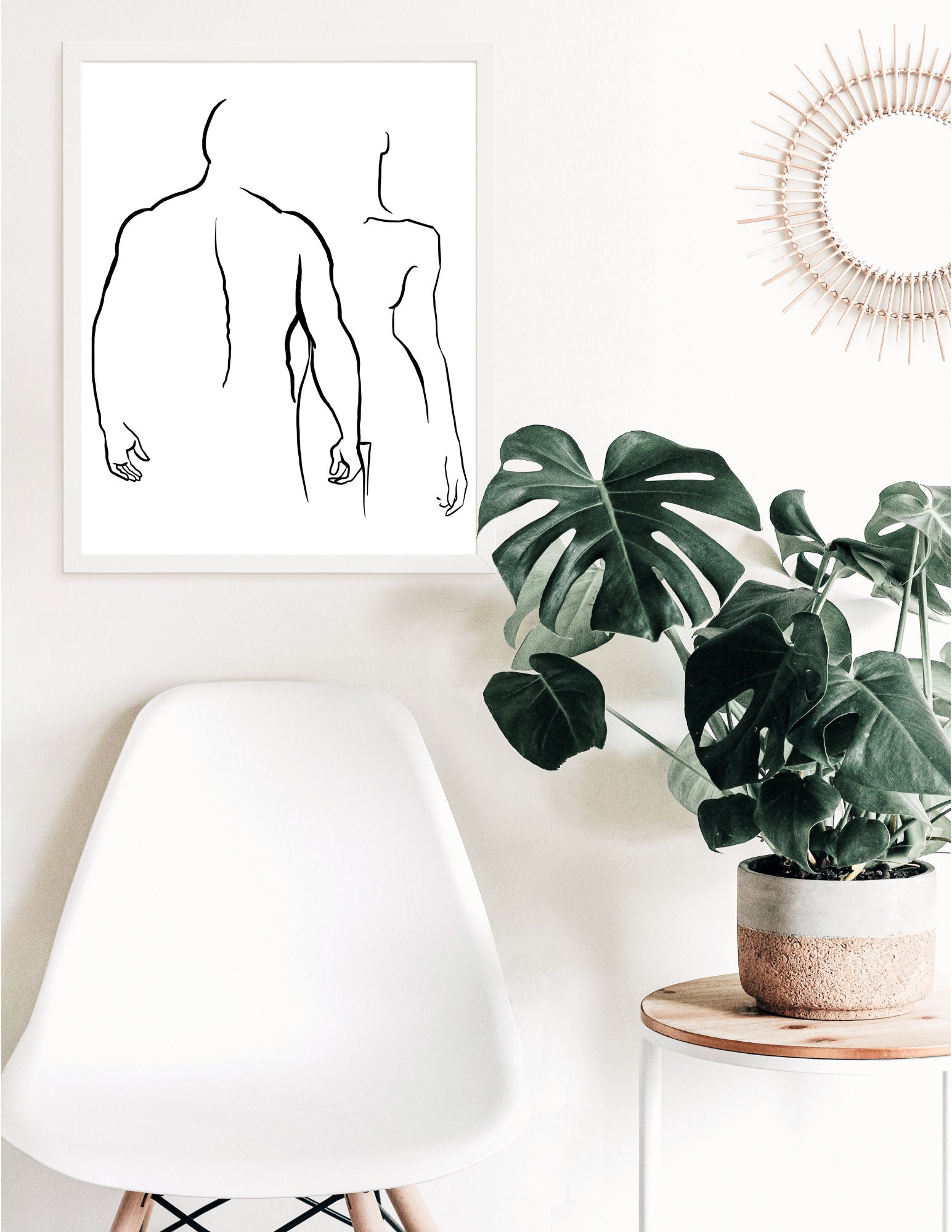 Couples Line Art Silhouette Outline Print Intimate Wall Art - Etsy