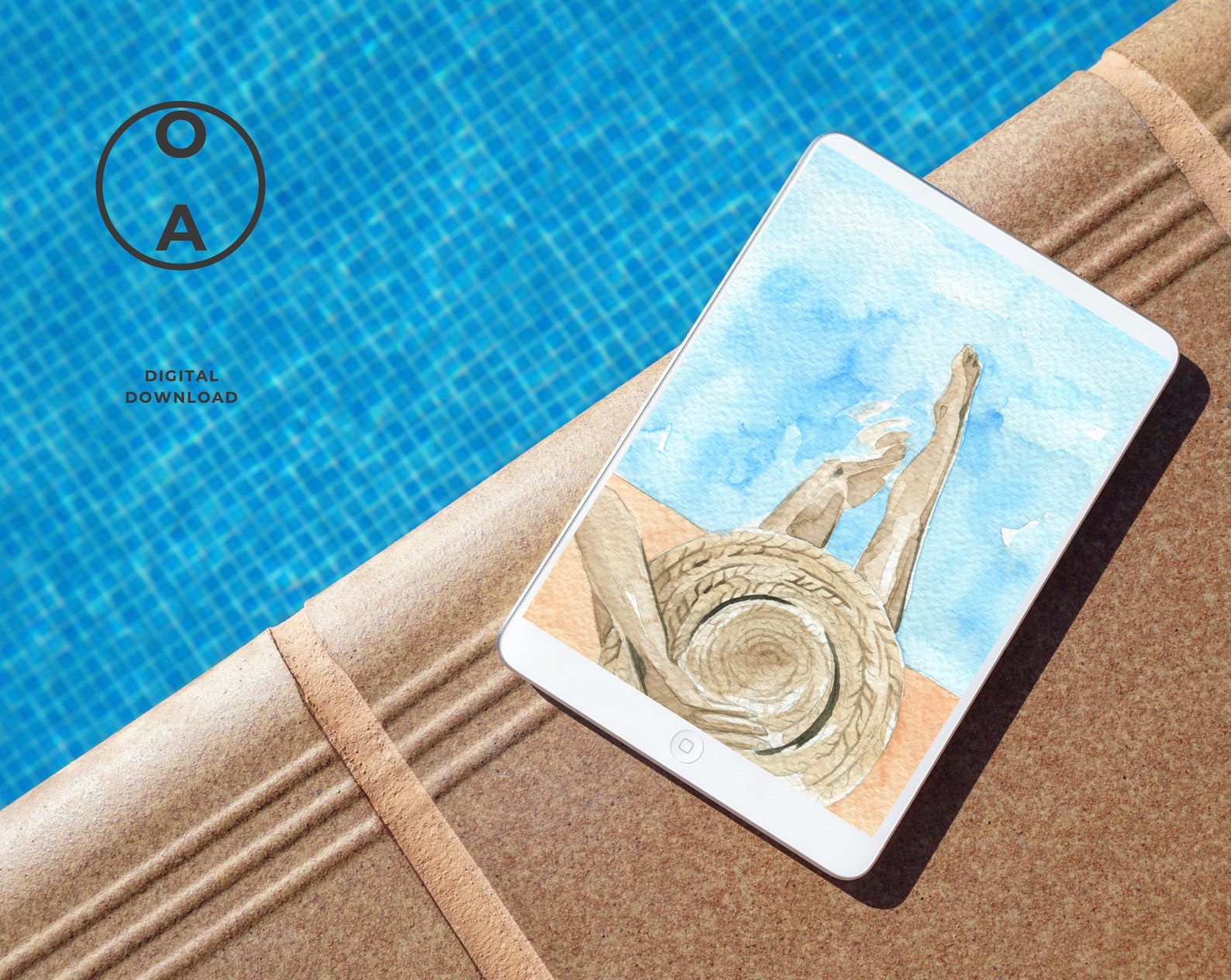 Woman by the pool poster Swimming pool print Pool day print | Etsy