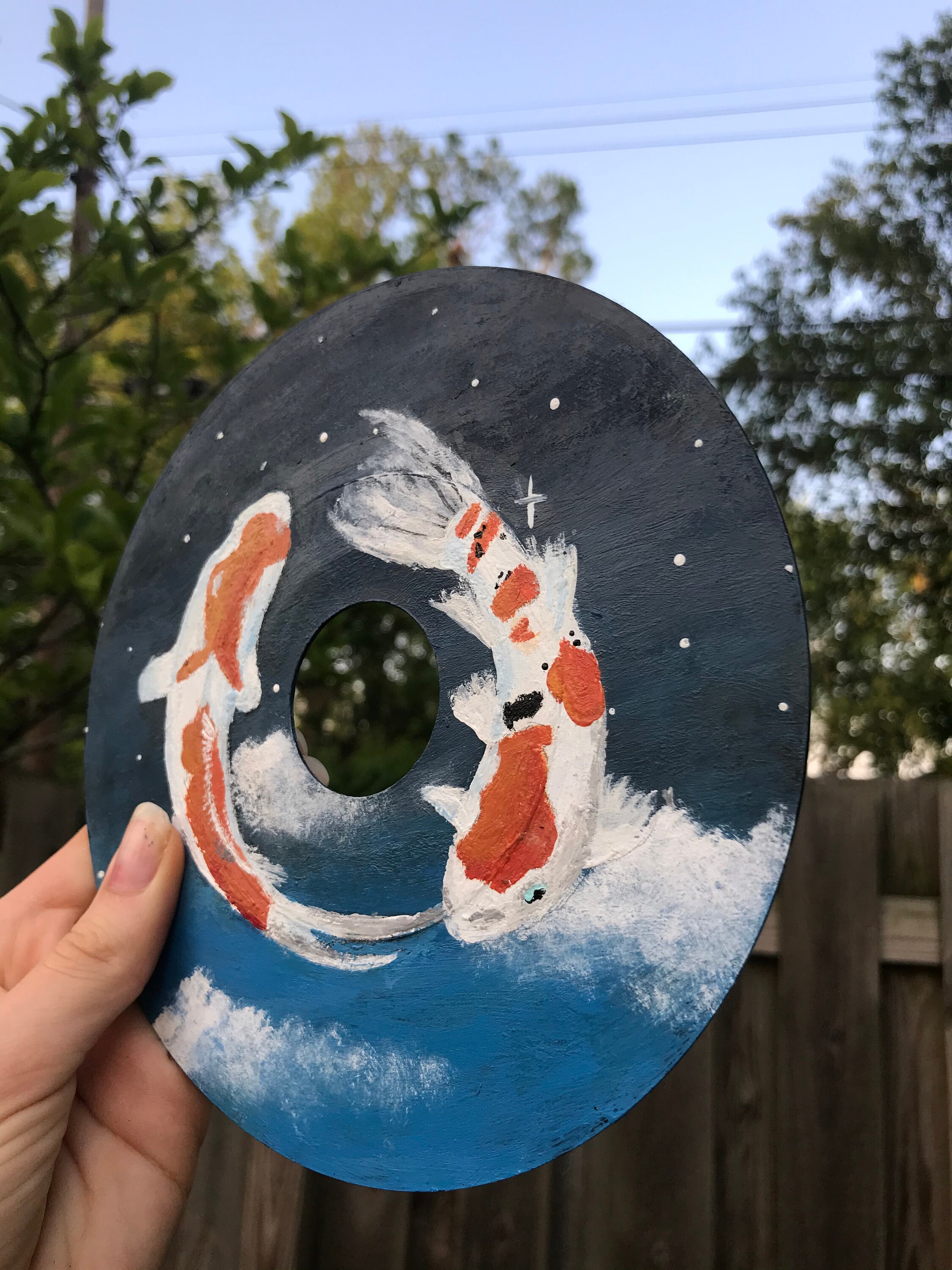 Koi Fish Vinyl Record Hand-painted/ Alt Bedroom Decor - Etsy