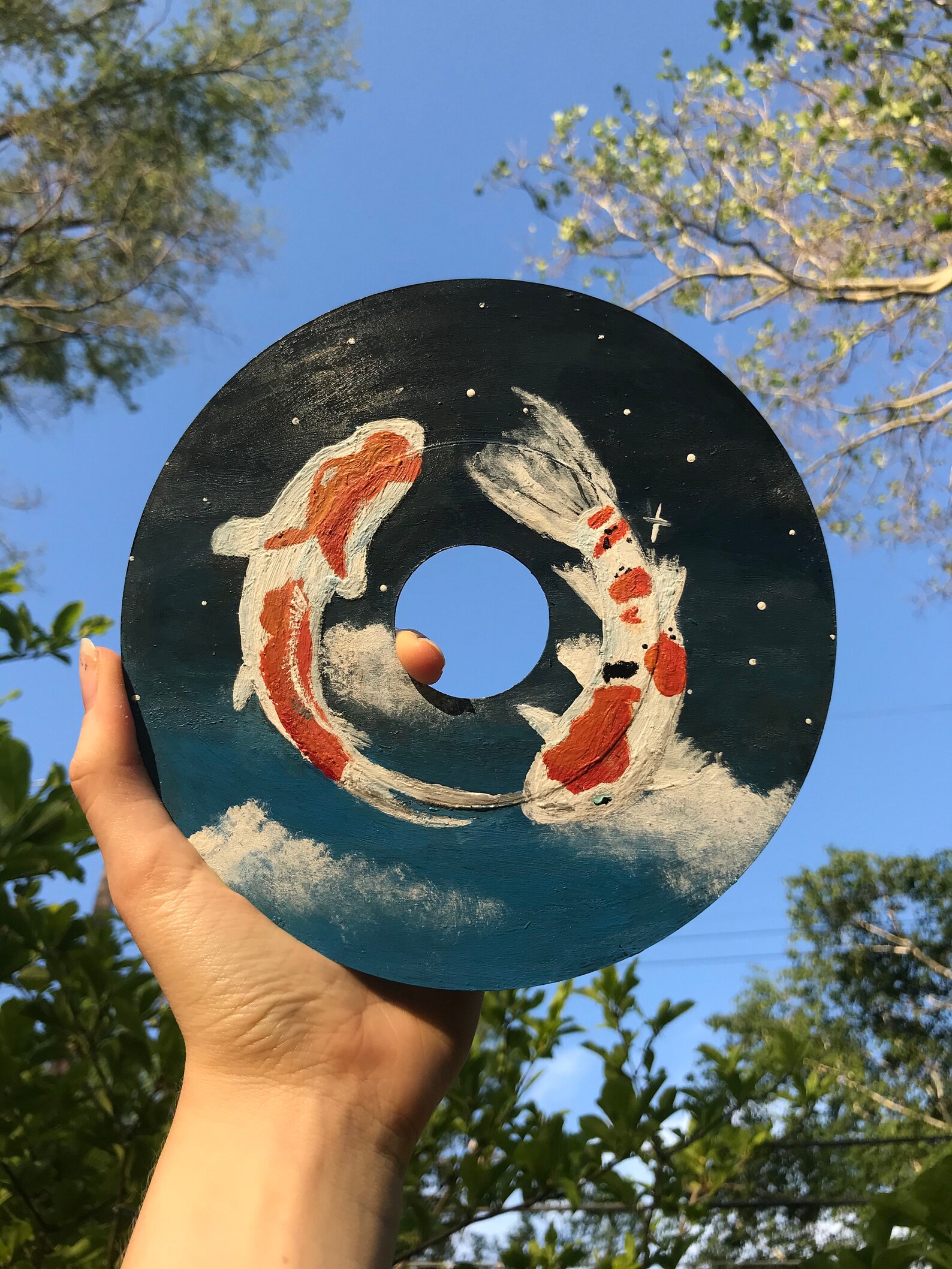 Koi Fish Vinyl Record Hand-painted/ Alt Bedroom Decor - Etsy