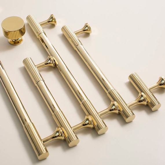 Shiny Gold Brass Bar Handle/bar Handle With a Line | Etsy