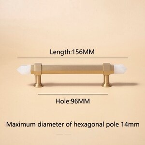 Luxury Brass and White Quartz Crystal Hexagonal Bar Pulls/gemstone ...