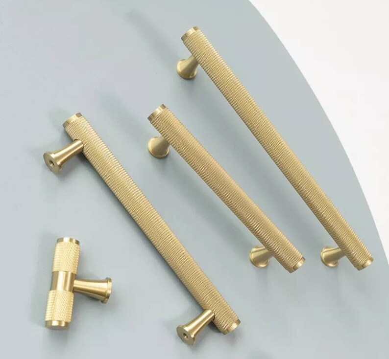 Plain Gold Brass Knurled Texture Cabinet Bar Handle/brass - Etsy UK