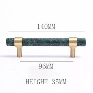 Dark Green Verde Marble and Brass Cabinet Pull/green Marble and Gold ...