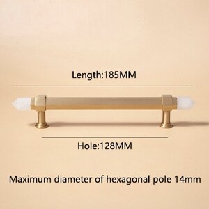 Luxury Brass and White Quartz Crystal Hexagonal Bar Pulls/gemstone ...