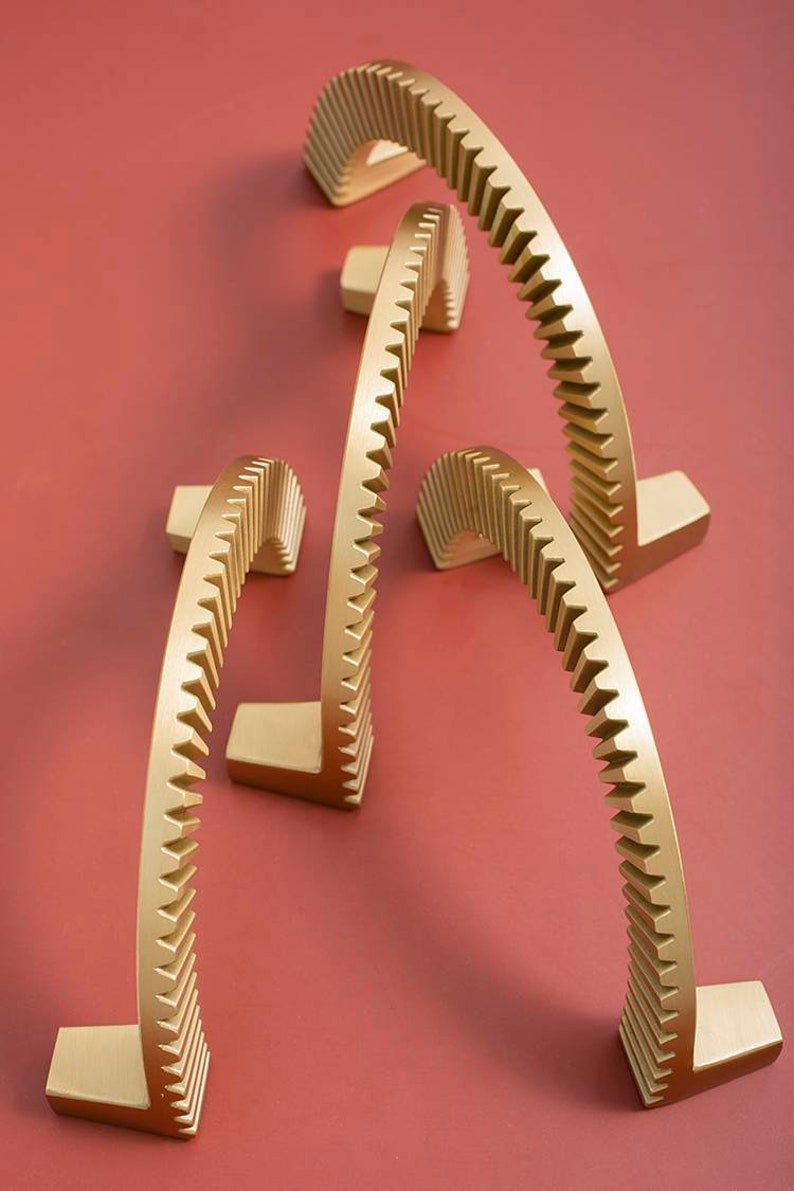 A Pair of Large Gold Cog Shaped Semi Circle Door Handles/large - Etsy