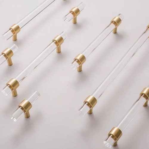 Clear Acrylic Brass Cabinet Knobmodern Drawer Pull - Etsy