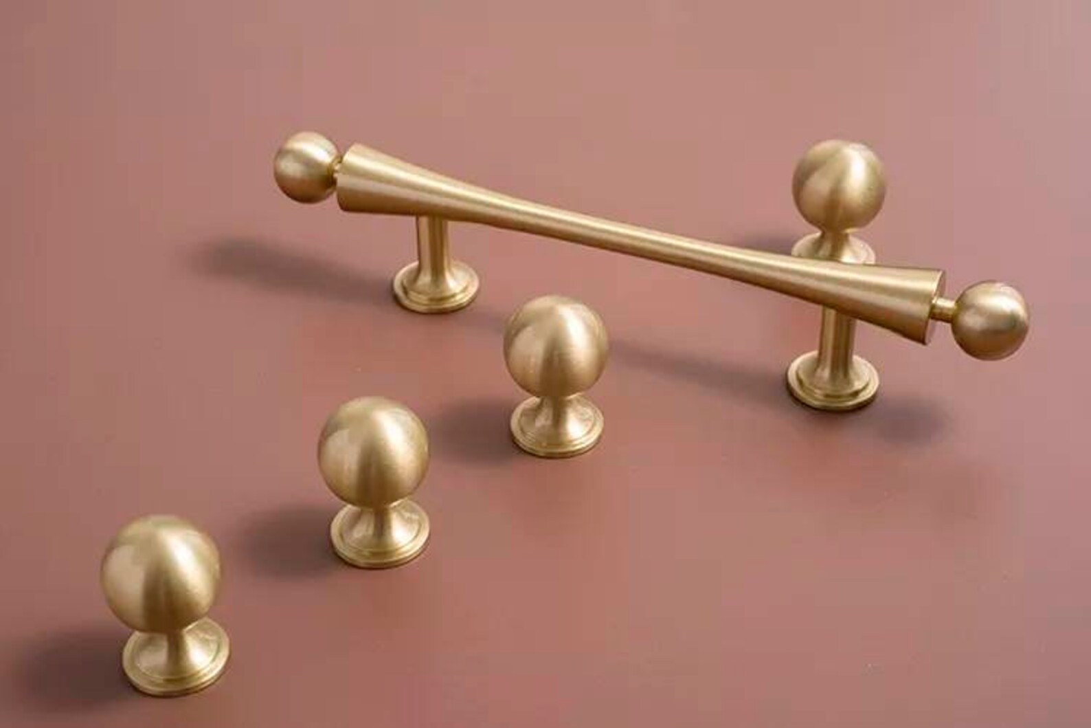 Scroll Shaped Cabinet Bar Handle With Ball End Design / Brass | Etsy