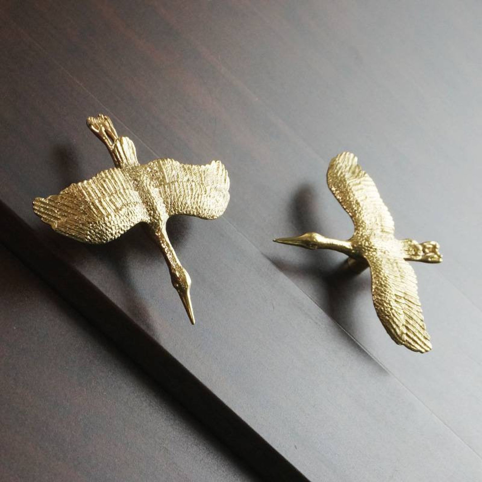 Brass Flying Egret Cabinet Pull/gold Crane Door Handle/stork - Etsy UK