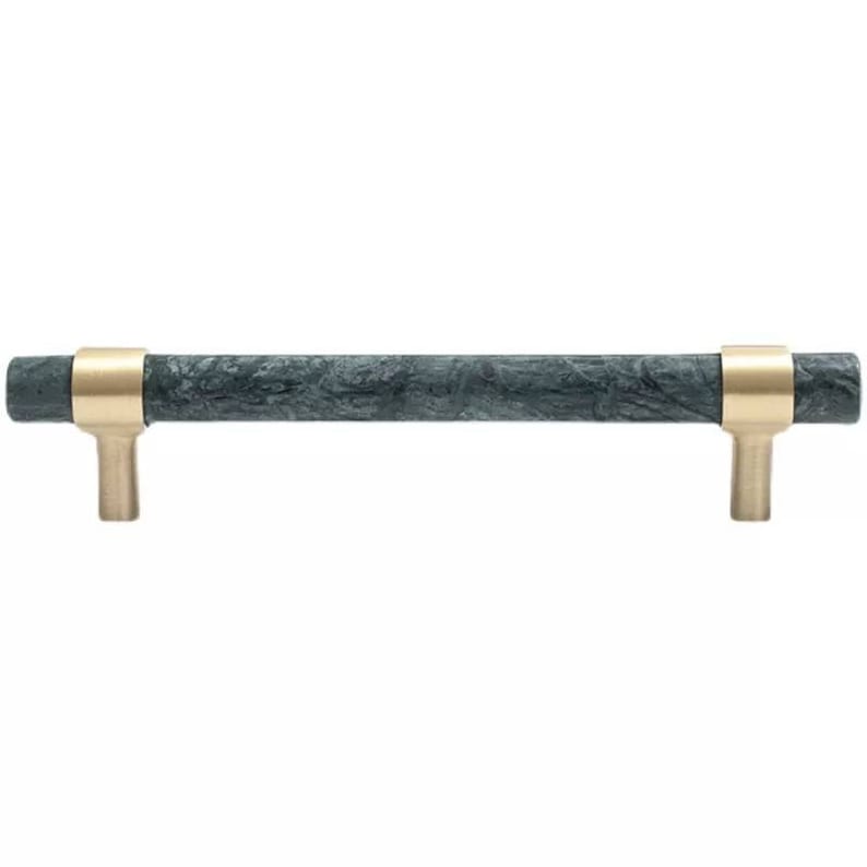 Dark Green Verde Marble and Brass Cabinet Pull/green Marble - Etsy