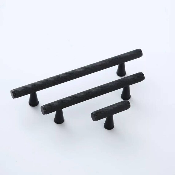 Black Knurled Texture Bar Handle/matte Black Cabinet Handle - Etsy