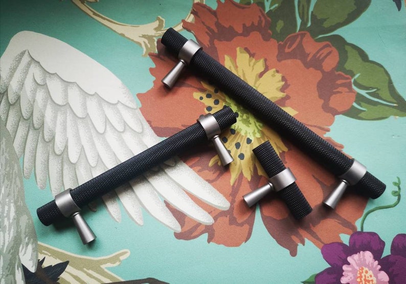 Black and Silver Knurled Texture Cabinet Handle/improved Grip | Etsy