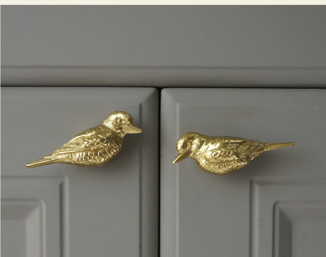 Solid Brass Kingfisher Cabinet Pull/gold Bird Shaped Door Handle ...
