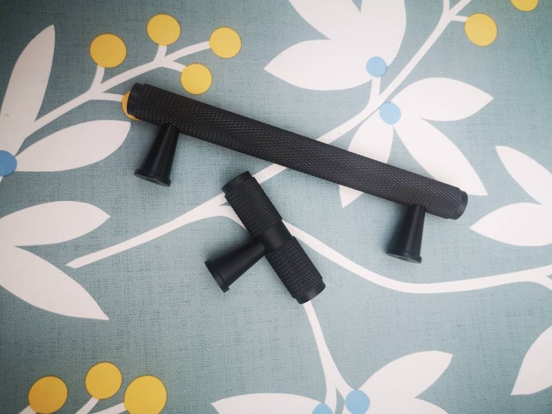 Black Knurled Texture Bar Handle/matte Black Cabinet Handle With Grip ...