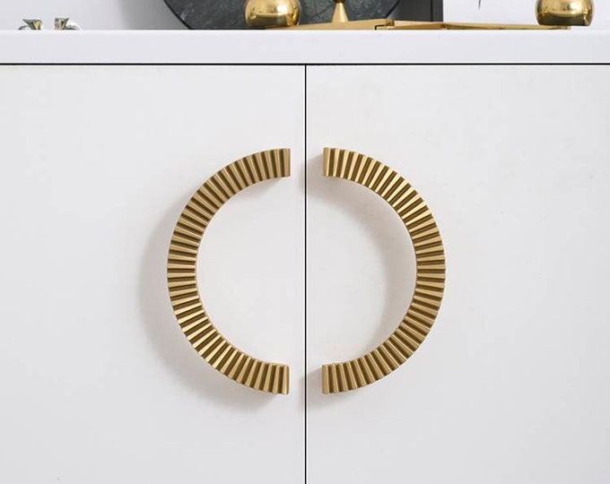 A Pair of Large Gold Cog Shaped Semi Circle Door Handles/large Demi ...