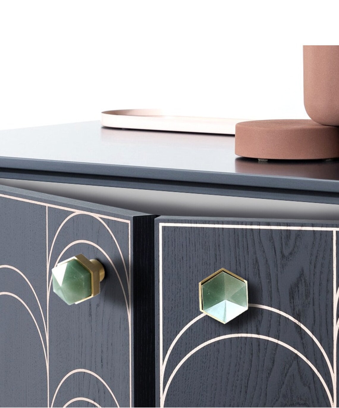 Green Jade Hexagonal Shaped Drawer Pull/green Semi Precious - Etsy