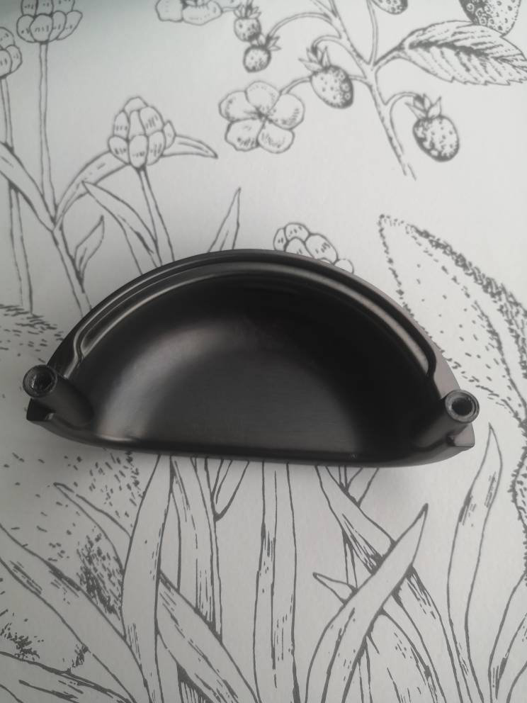Gunmetal Grey Clam Shell Drawer Pull/gray Cup Shaped Cabinet - Etsy ...