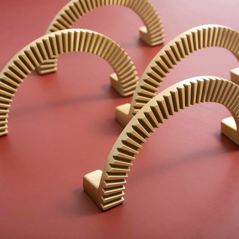 A Pair of Large Gold Cog Shaped Semi Circle Door Handles/large - Etsy