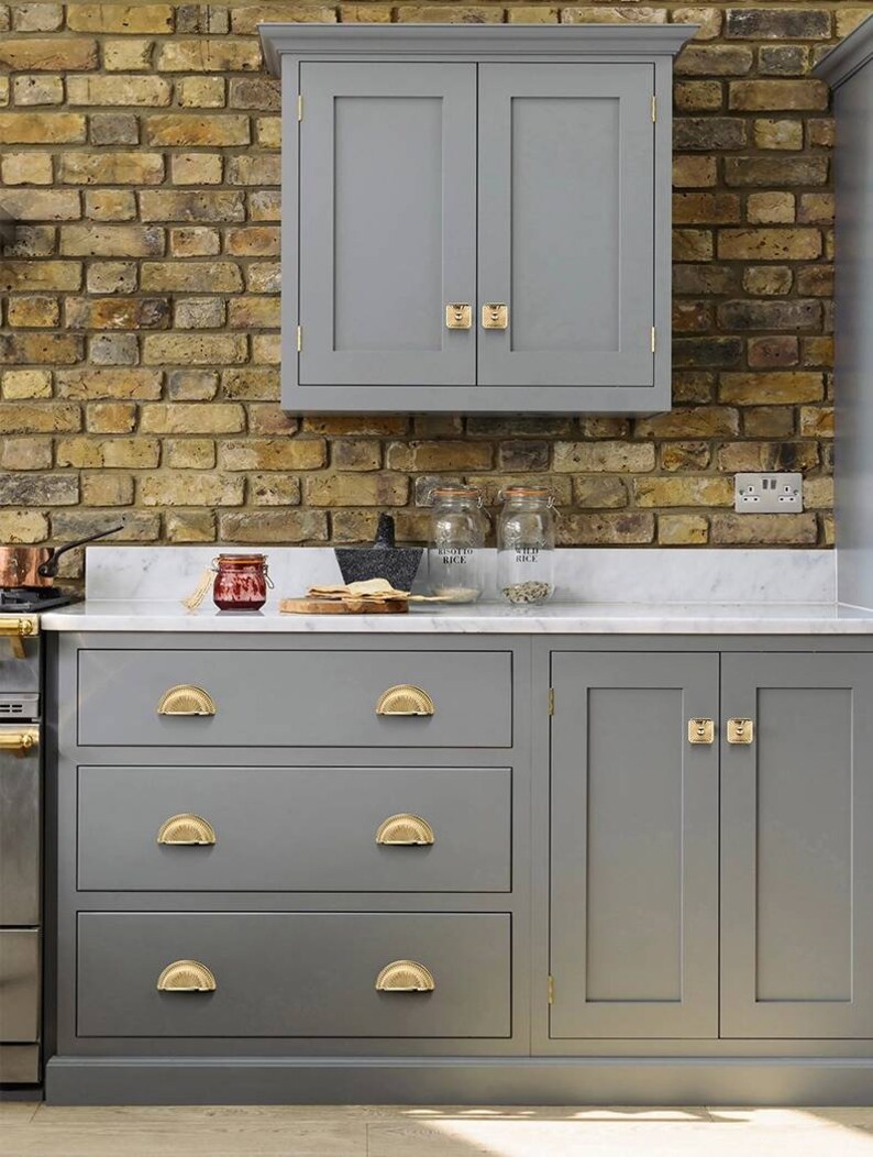 Matte Gold Clam Shell Cup Handle and Matching Drawer | Etsy