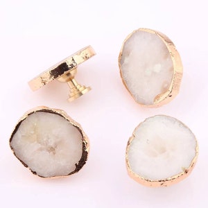 White Quartz Crystal Slice Drawer Pulls/raw Crystal Cabinet Handle ...