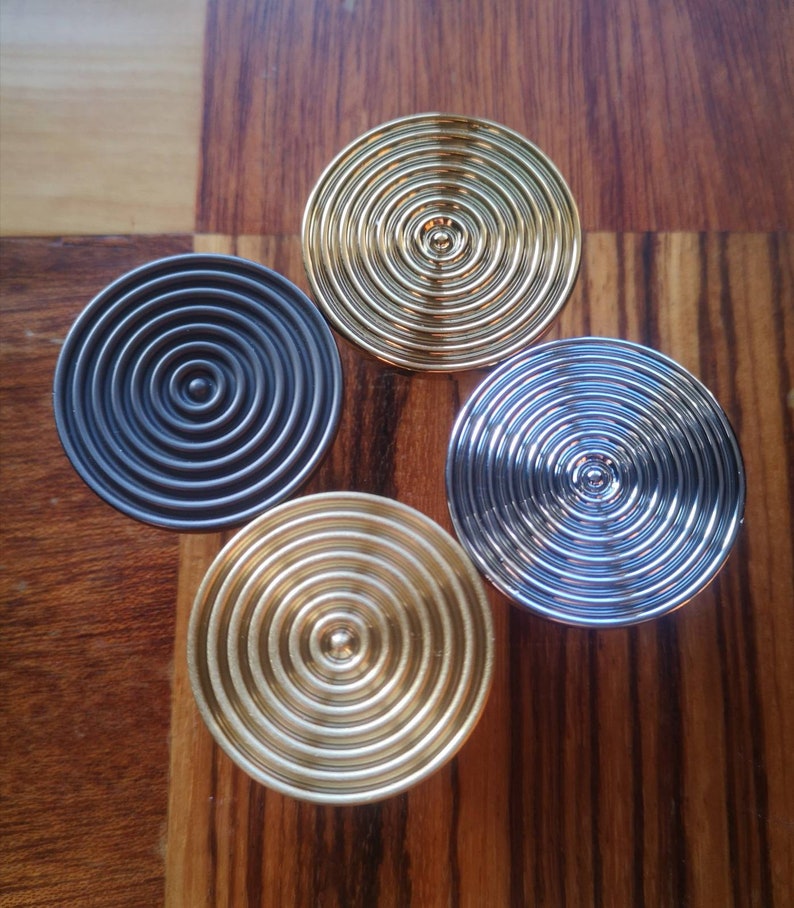 Round Mid Century Modern Echo Pattern Drawer Handle in Gold - Etsy