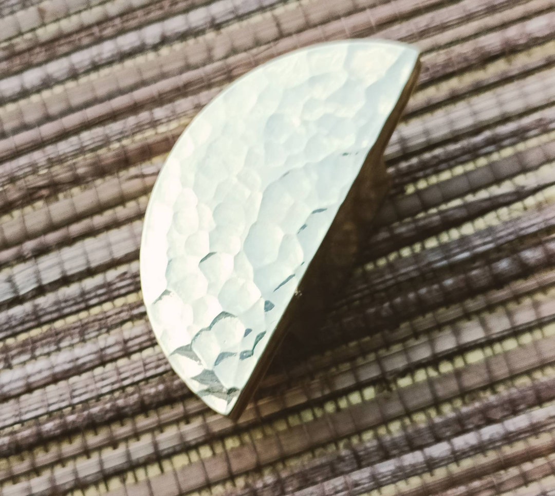 Hammered Brass Half Circle Drawer Handle/shiny Textured Brass Semi ...