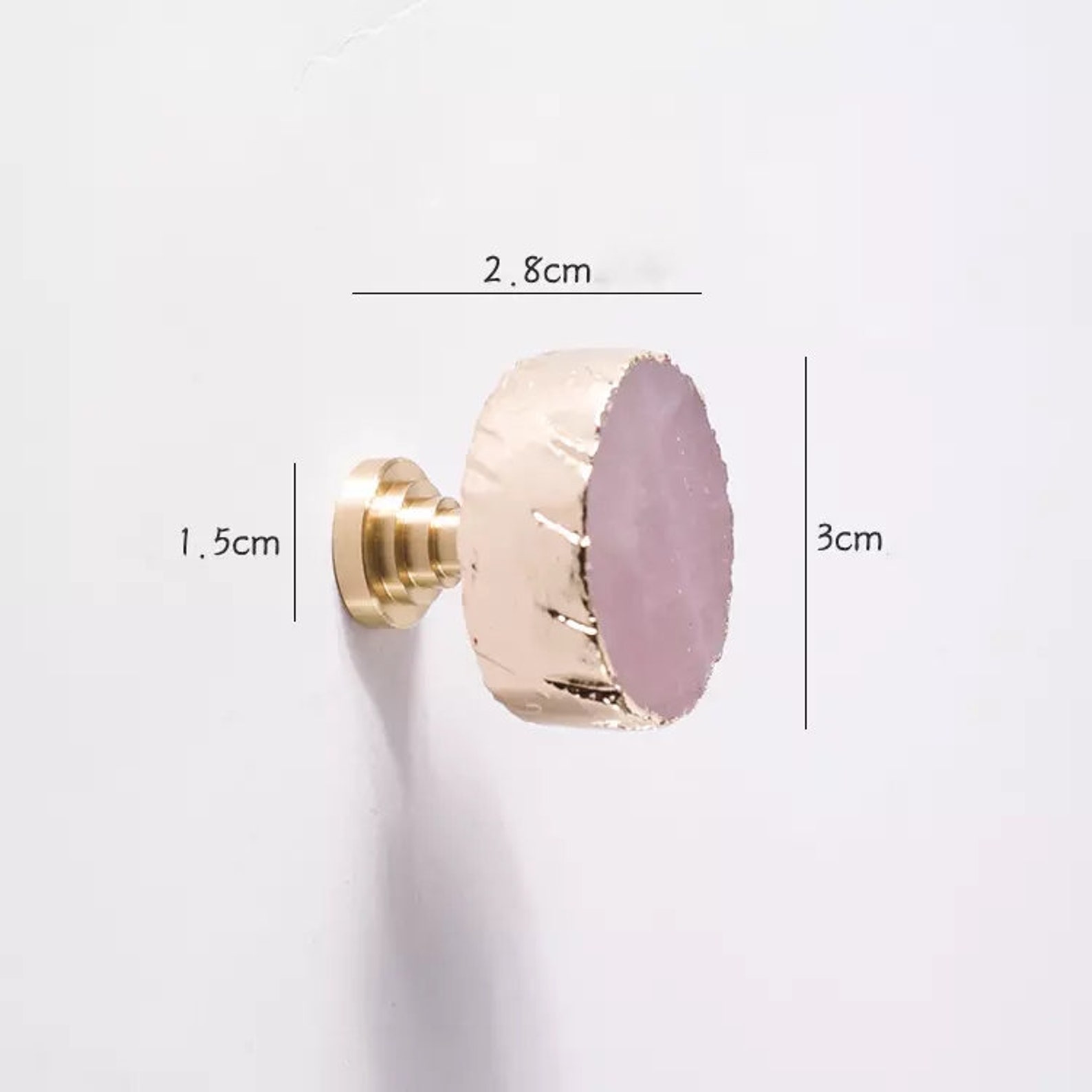Round Pink Quartz Drawer Handle With Gold Edges/gemstone and - Etsy UK