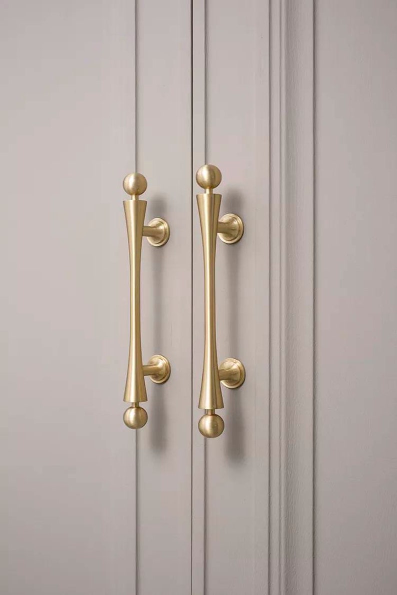Scroll Shaped Cabinet Bar Handle With Ball End Design / Brass - Etsy