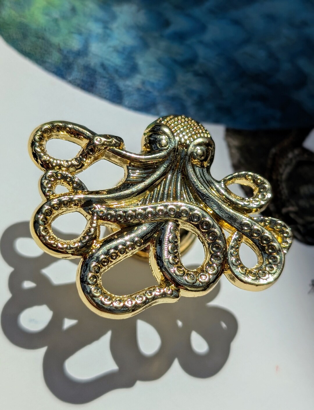 Gold Octopus Cabinet Pull/shiny Gold Kracken Drawer Knob/octopus Drawer ...