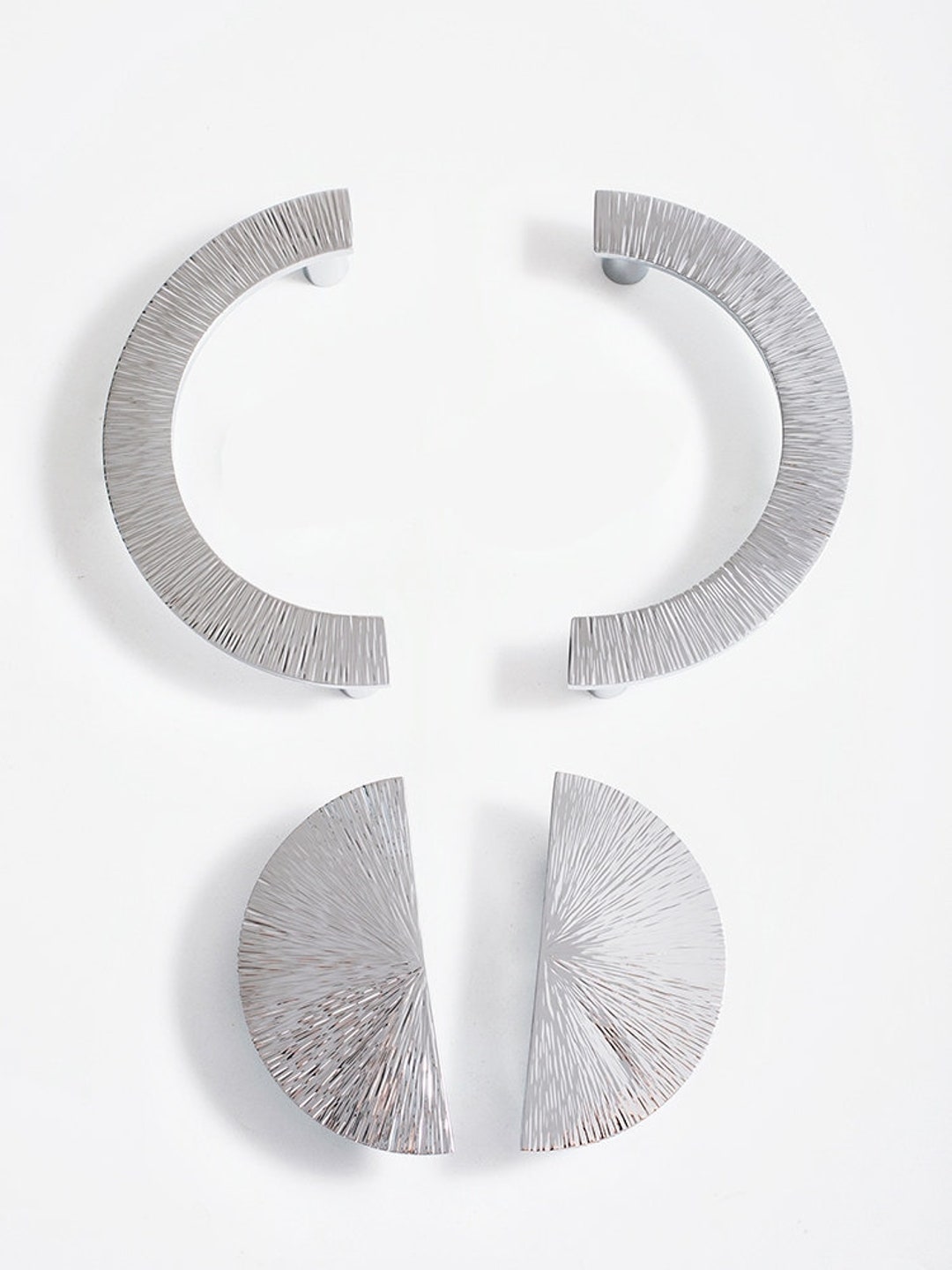 Big Silver Semi Circle Handle/shiny Demi Lune Drawer Pull/kitchen ...