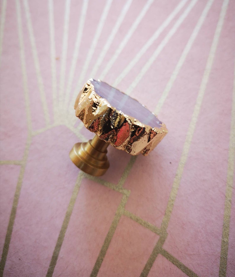 Round Pink Quartz Drawer Handle With Gold Edges/gemstone and - Etsy UK