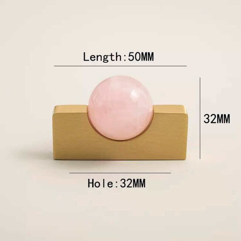 White or Rose Pink Quartz Ball and Brass Bar Handle/semi - Etsy UK
