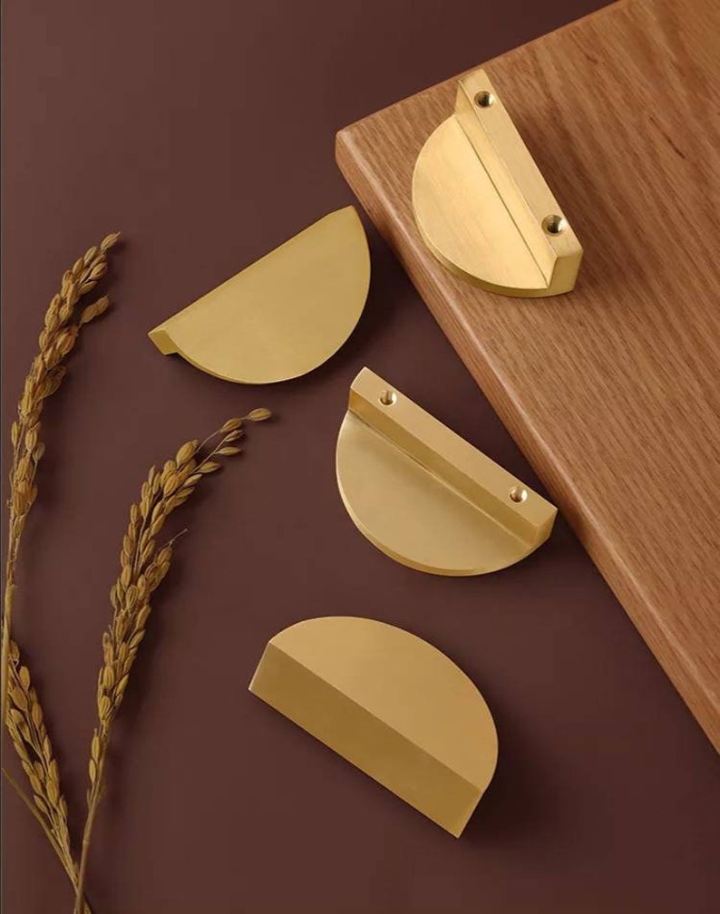 Big Gold Brass Semi Circle Handle/demi Lune Drawer - Etsy