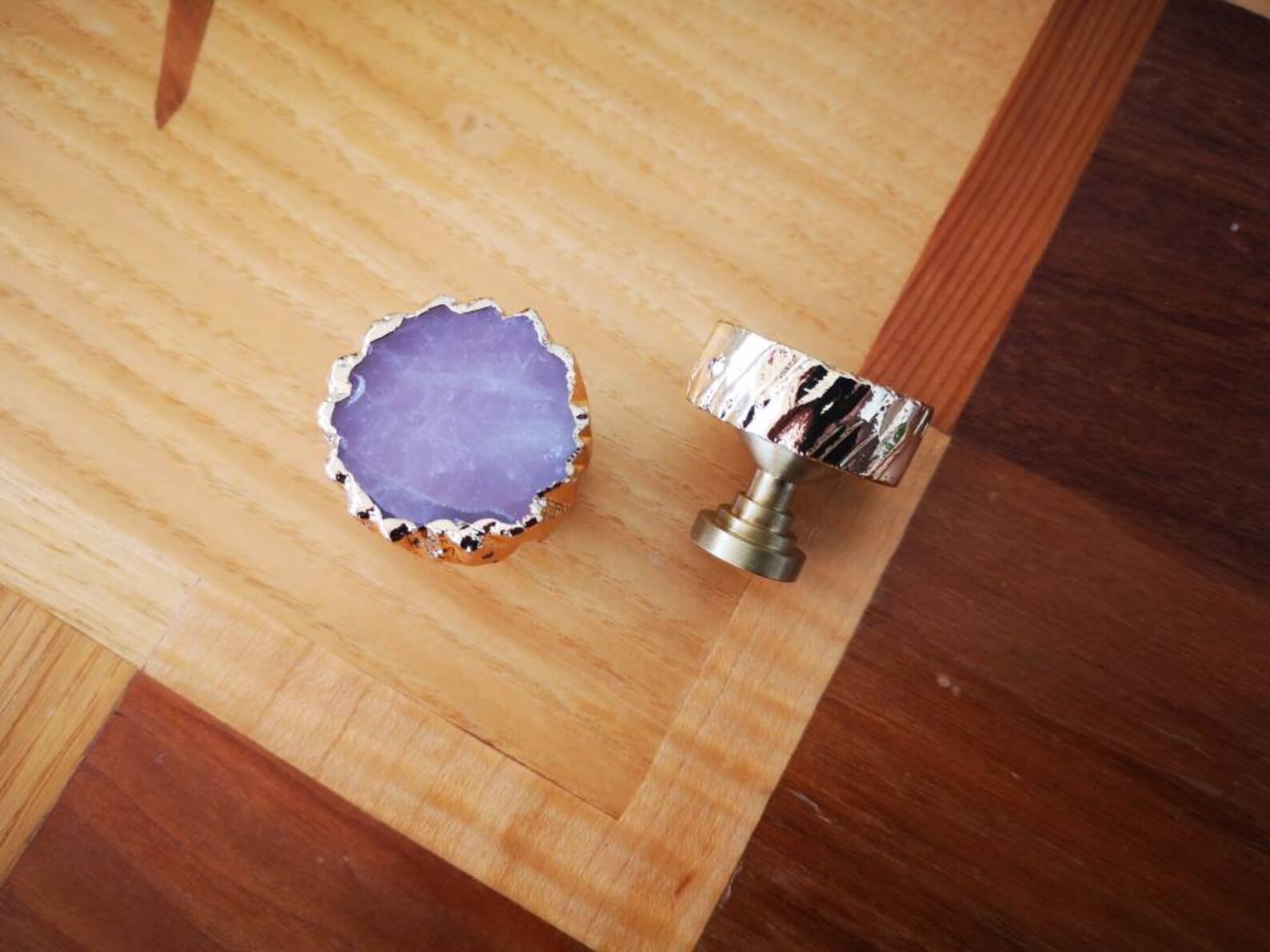Round Pink Quartz Drawer Handle With Gold Edges/gemstone and - Etsy UK