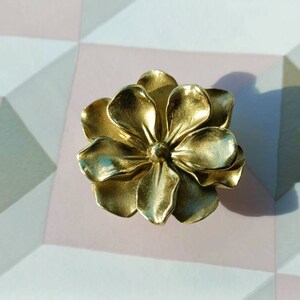 Beautiful Gold Brass Camelia Flower Cabinet Handle/brass Flower Shaped Drawer Pull/gold Brass ...