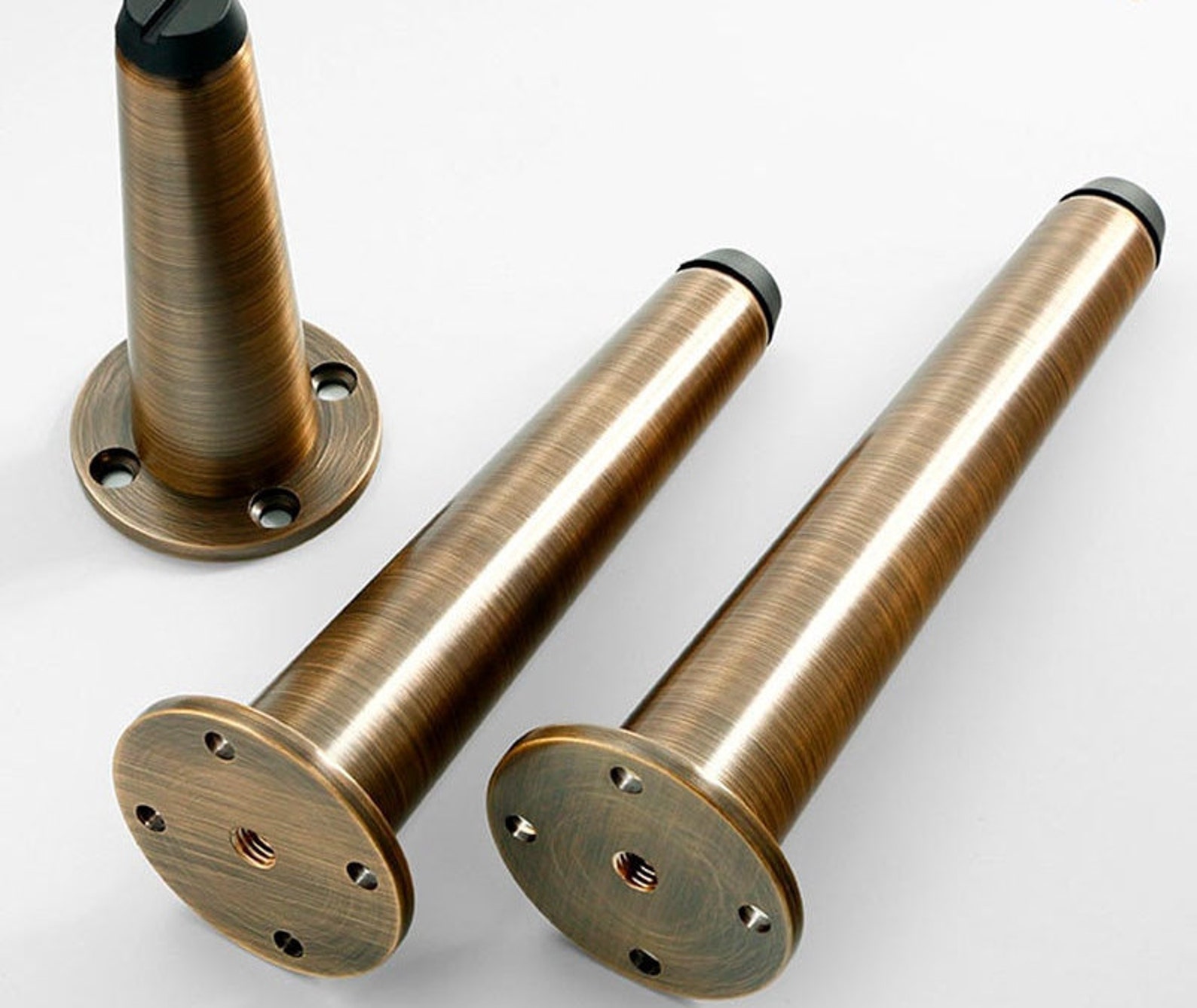 4 flush cone shaped bronze furniture legs with rubber feet in | Etsy