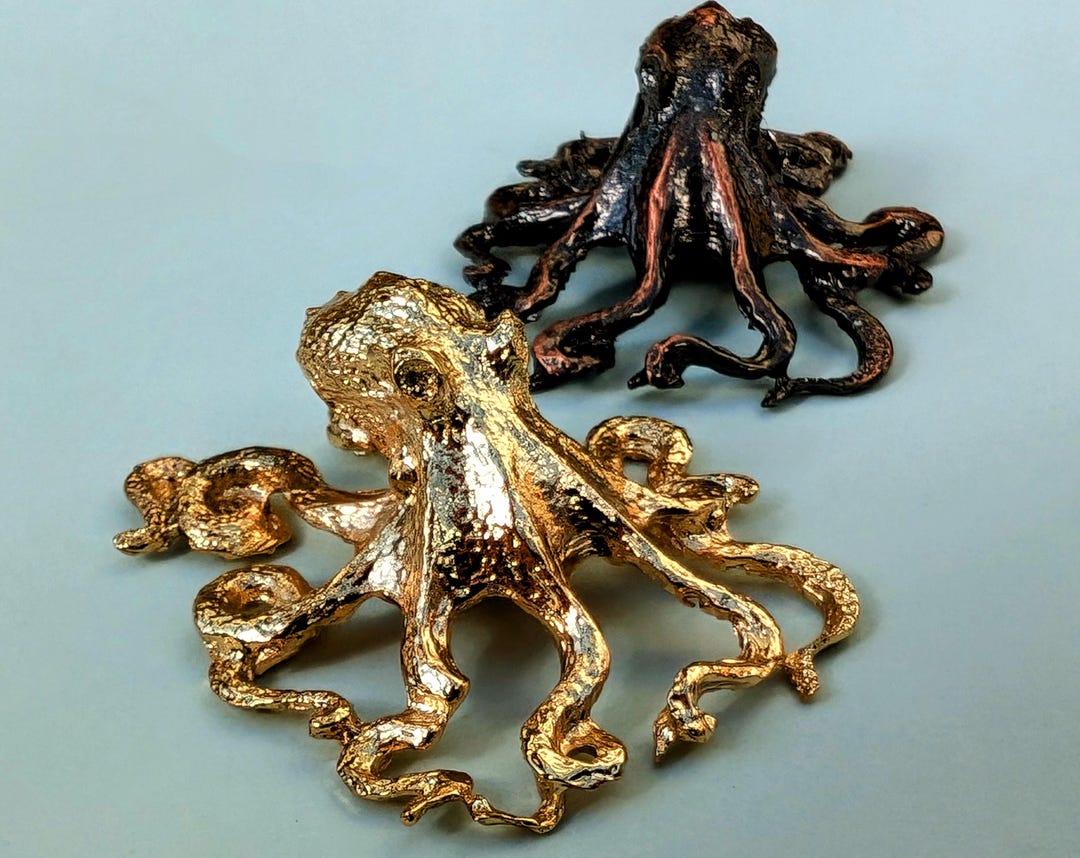 Gold or Bronze Octopus Cabinet Pull/brass Kracken Drawer Knob/octopus ...