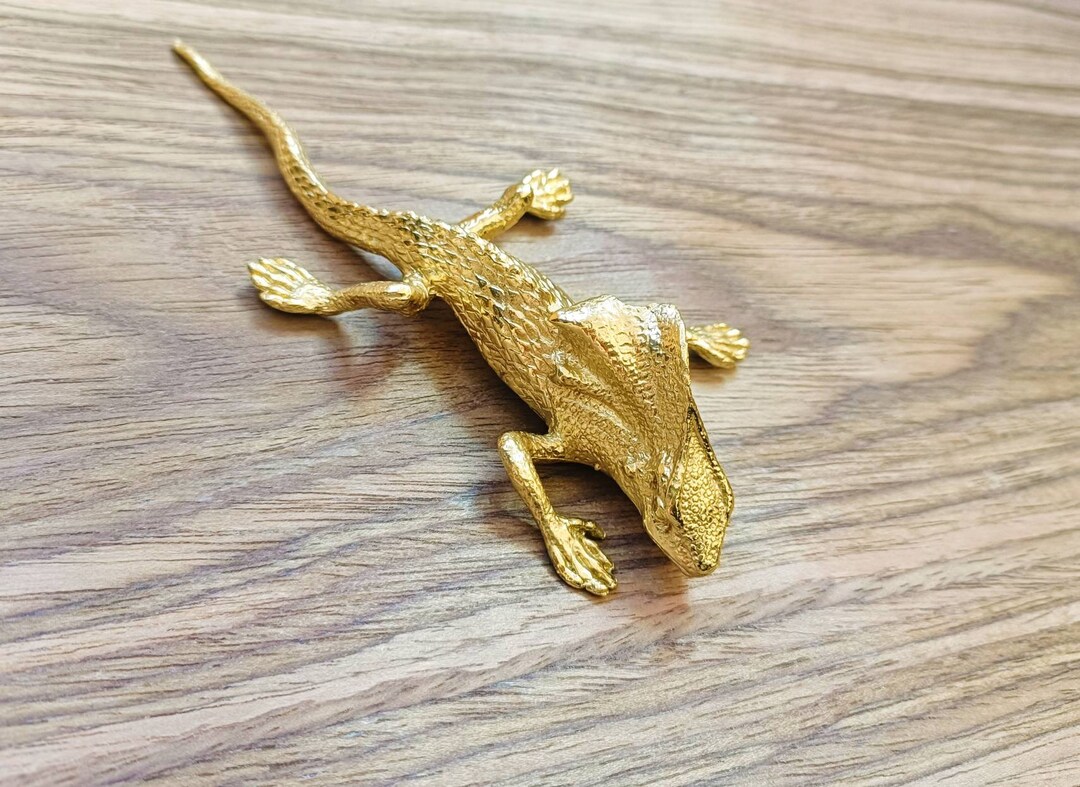 Gold Lizard Drawer Handle/brass Bearded Dragon Door Handle/unique ...