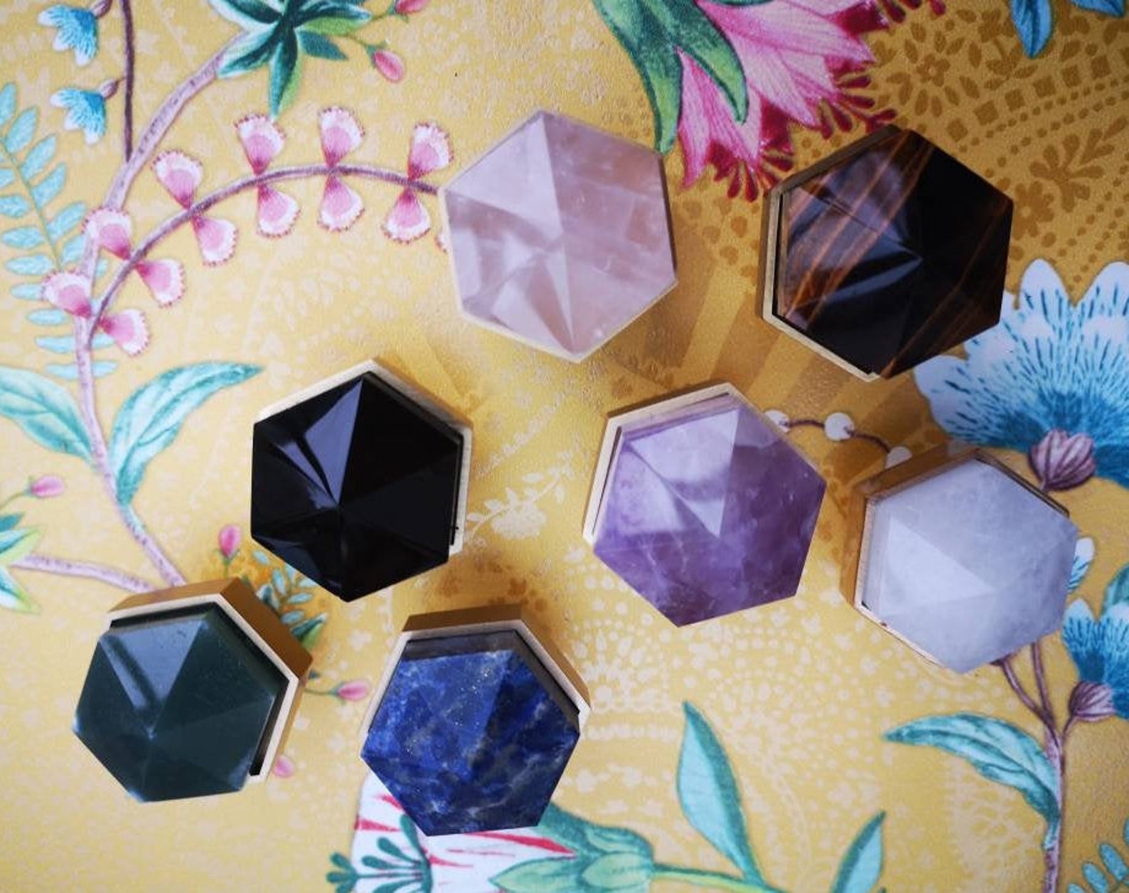 Green Jade Hexagonal Shaped Drawer Pull/green Semi Precious - Etsy