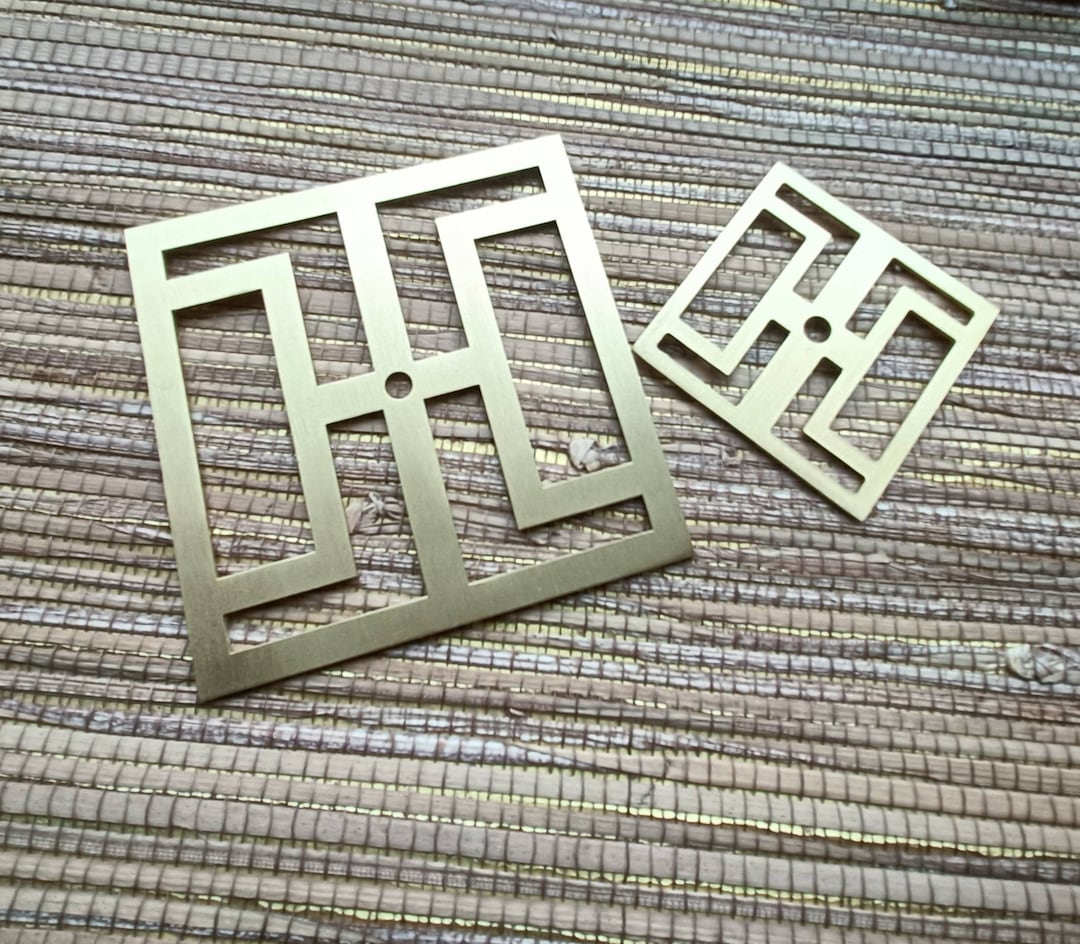 Square Gold Brass Geometric Pattern Backplates for Drawer Handles/brass ...