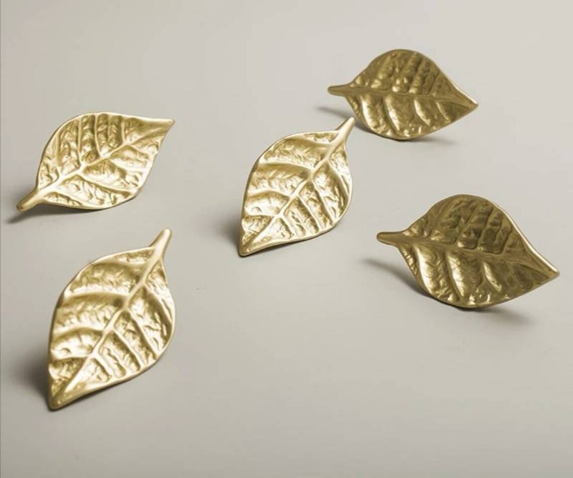 Gold Brass Autumn Leaf Cabinet Handle/gold Leaf Shaped Drawer - Etsy