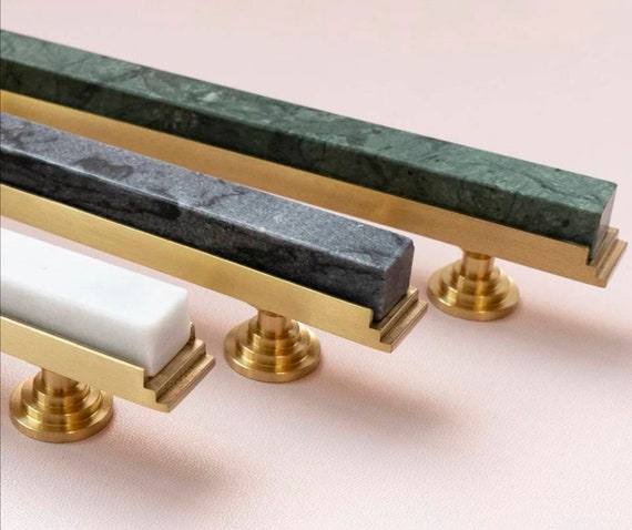 Knobs & Pulls Unique Drawer Pulls Brass Cupboard Door Knobs Marble and Stone Cabinet Drawer ...