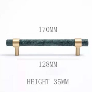 Dark Green Verde Marble and Brass Cabinet Pull/green Marble and Gold ...