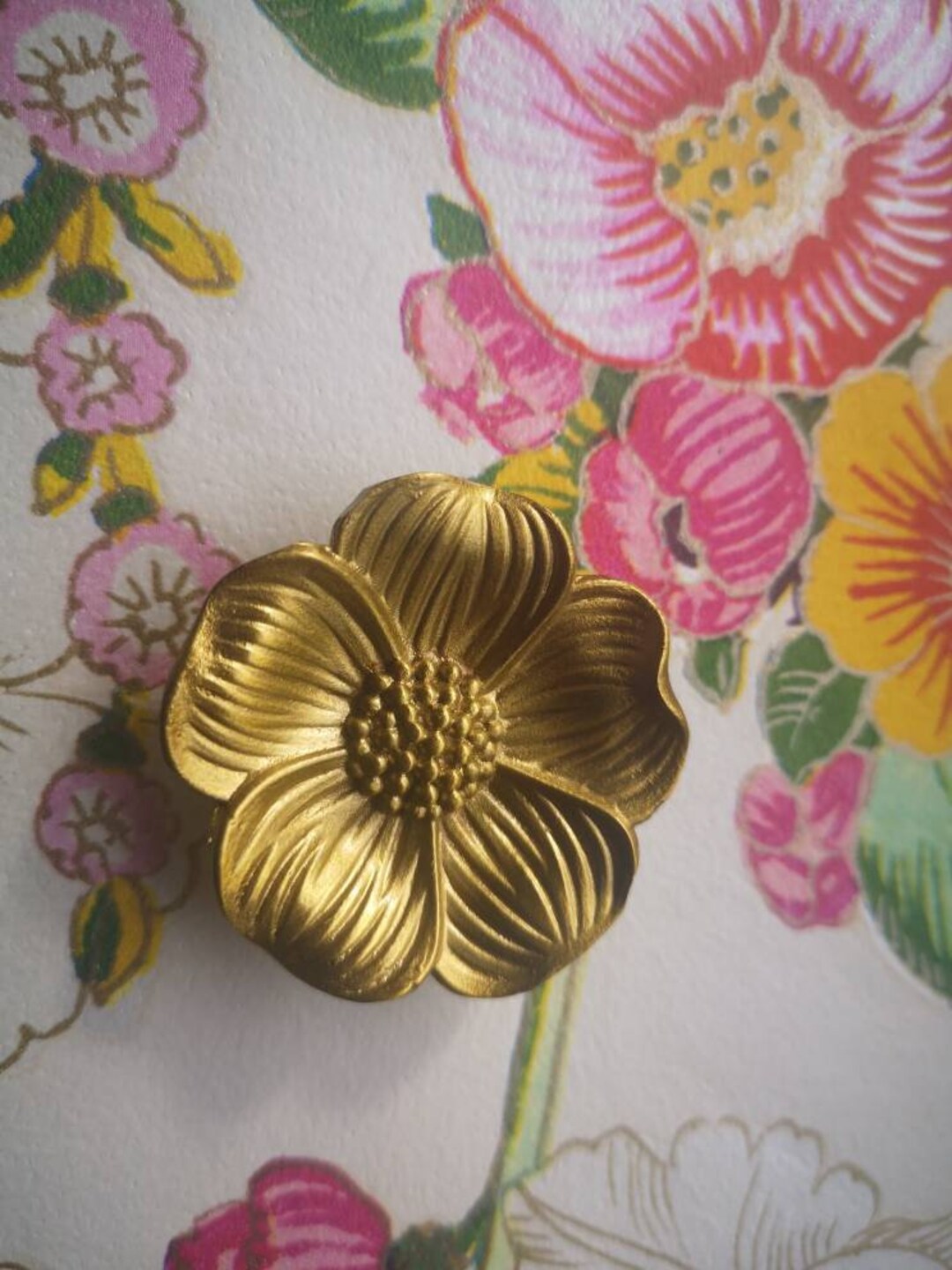 Gold Wild Rose Flower Door Handle/blossom Flower Cabinet Pull/gold ...