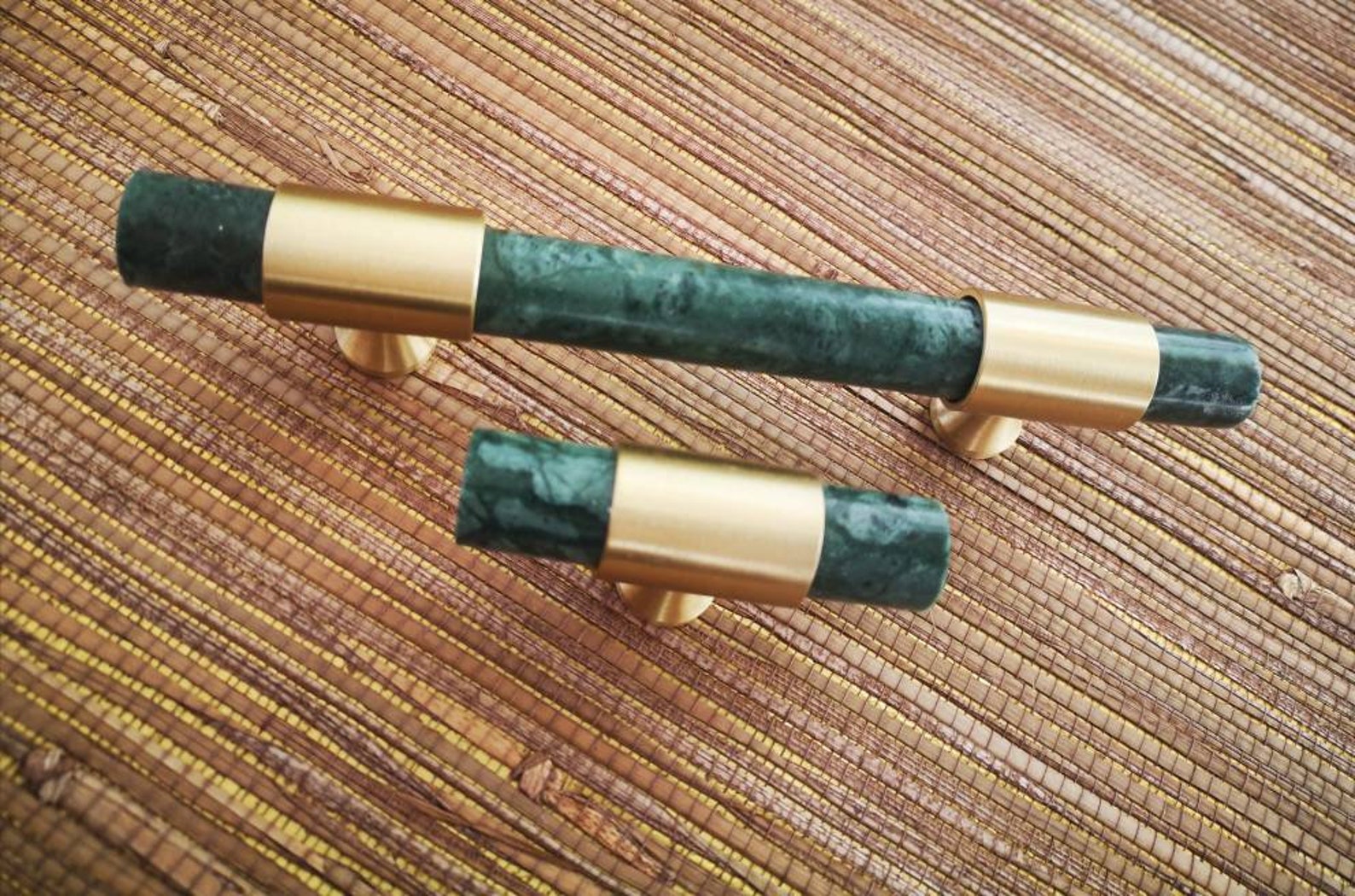 Dark Green Verde Marble and Brass Cabinet Pull/green Marble - Etsy