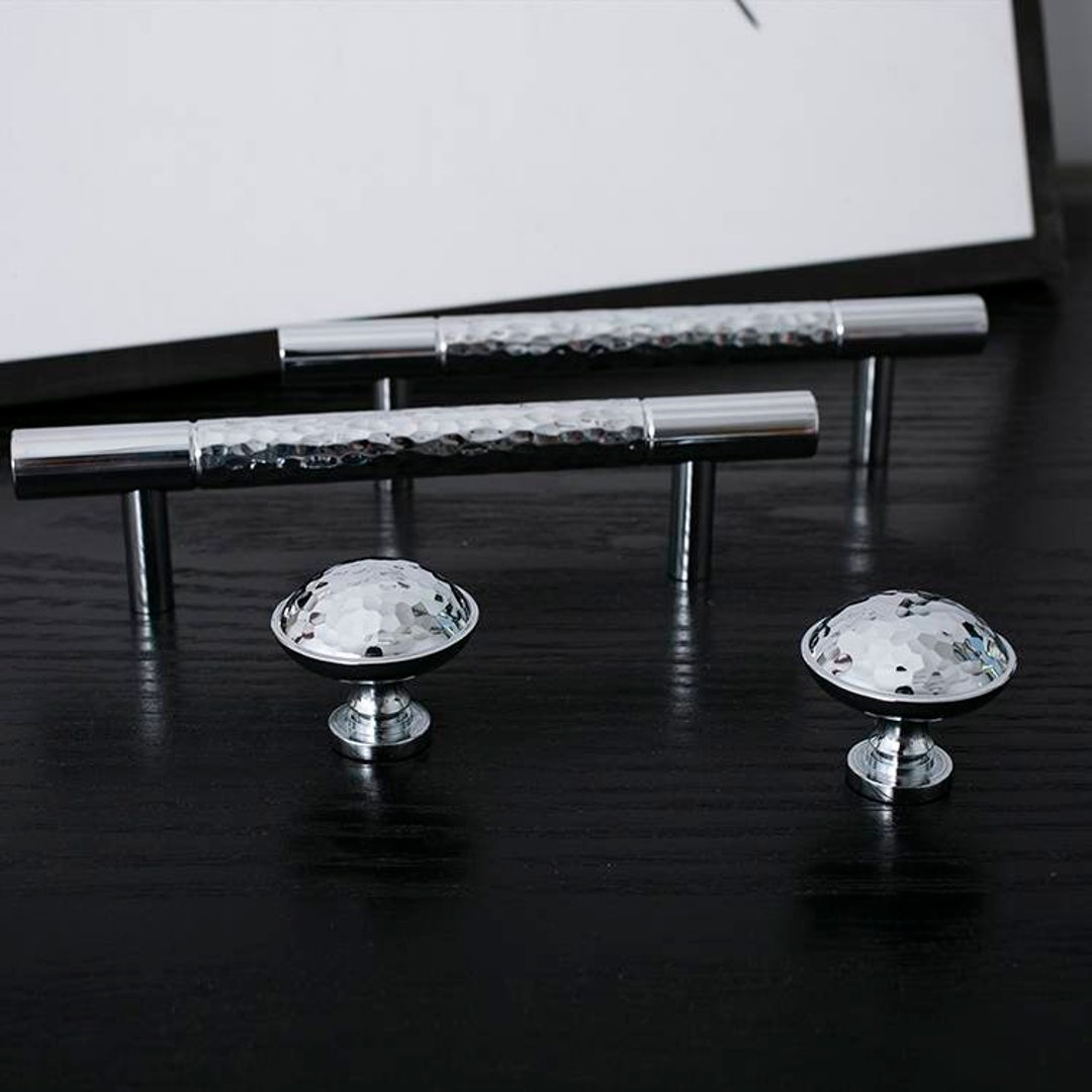 Glittery Silver Hammered Cabinet Bar Handle/shiny Silver Drawer Pull ...